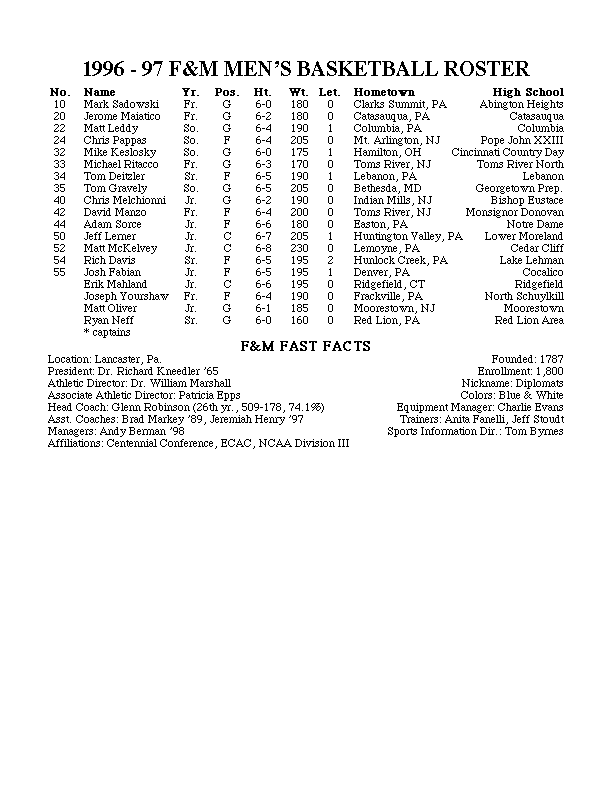 Franklin & Marshall Men's Basketball Archives - Franklin & Marshall College